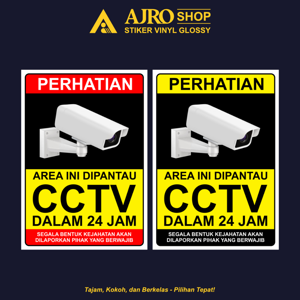 Jual Stiker Area Ini Dipantau CCTV 24 Jam - Ukuran 20x28,5 / 14x20 Cm - Sticker Vinyl Waterproof ...