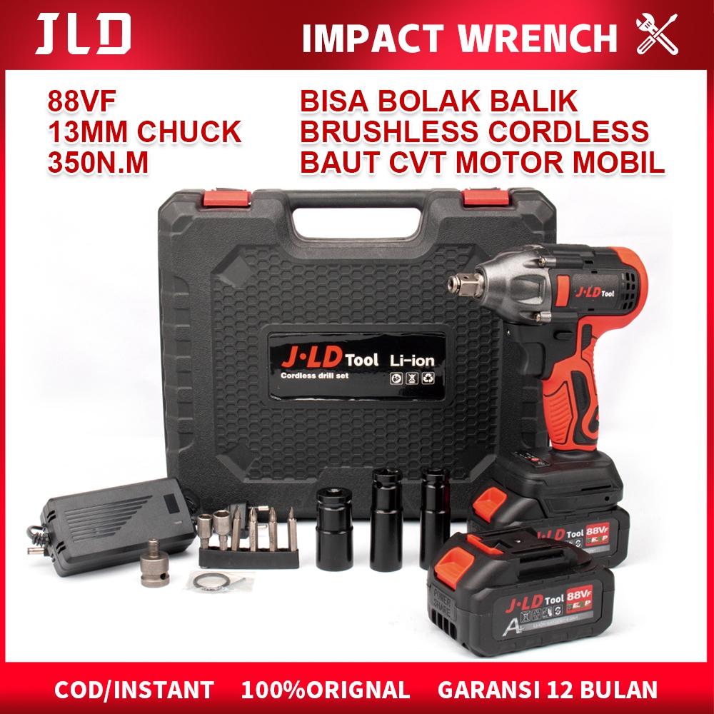 Jual JLD 88V Mesin bor impact baterai 350N.M bor Baterai 13mm Impact ...