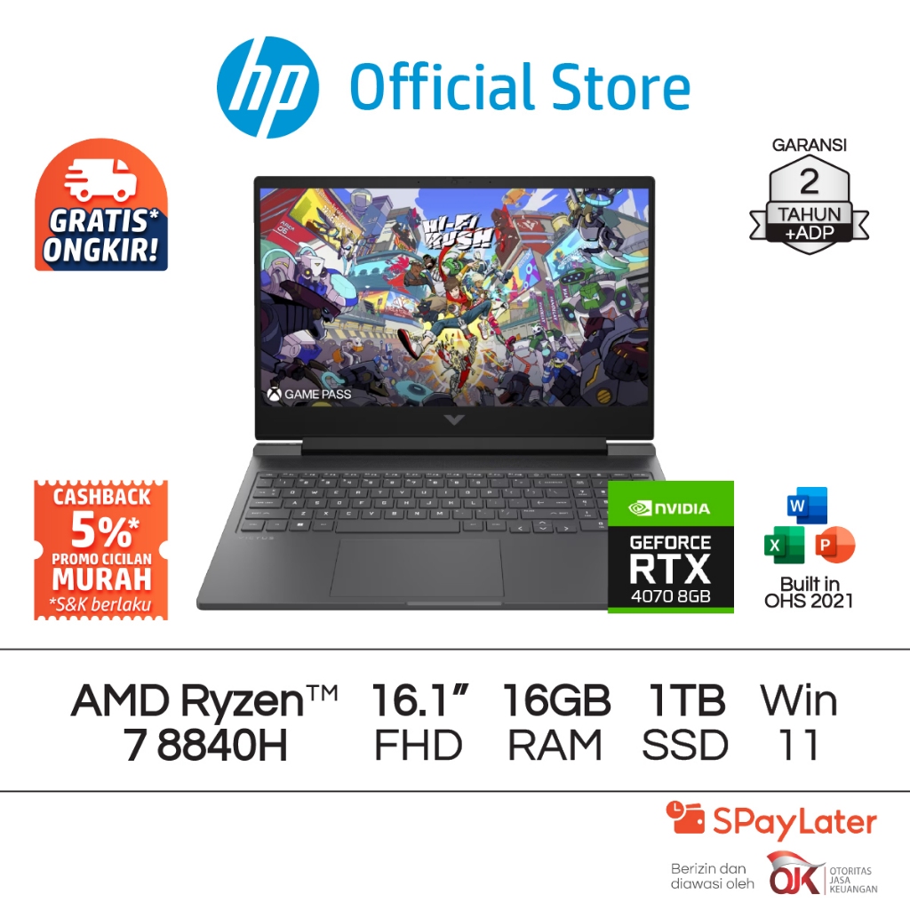 Jual Victus Laptop Gaming HP AMD Ryzen 7 NVIDIA GeForce RTX 4070 16GB RAM 1TB SSD Silver / Blue ...