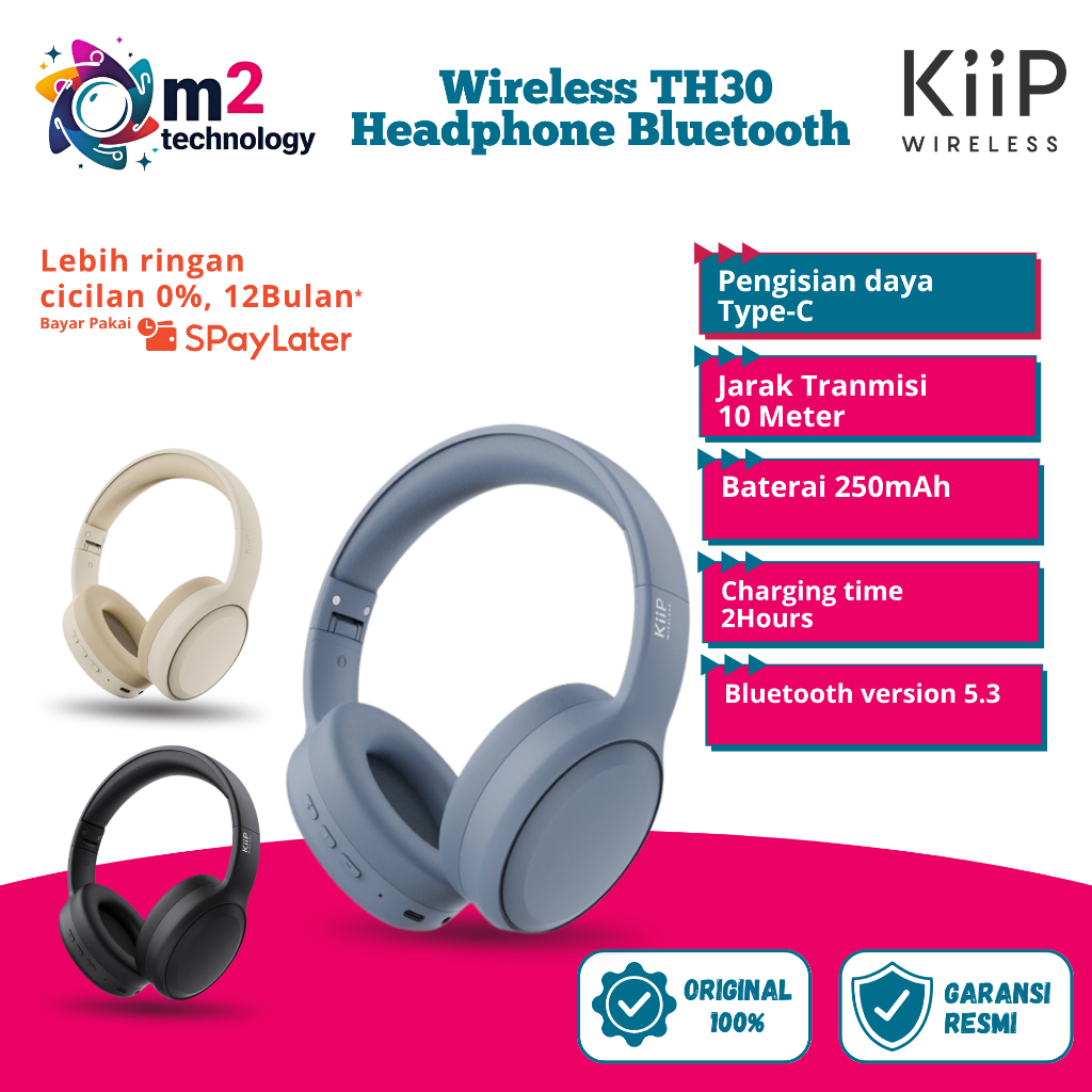 Jual KiiP Wireless TH30 Headphone Bluetooth Wireless Headset Earphone ...