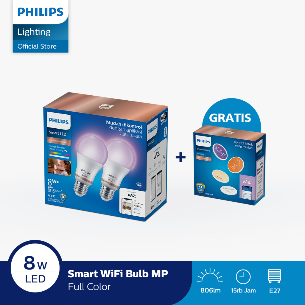 Jual Beli Philips Lampu Smart LED Multipack 8,5W RGB Gratis NFC tag ...