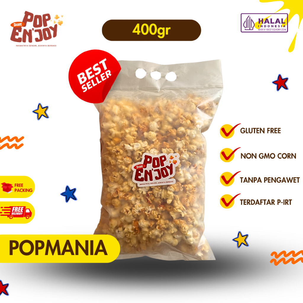 Jual POPMANIA POPCORN - PopENjoy / Camilan Manis Asin Crispy Popkorn ...