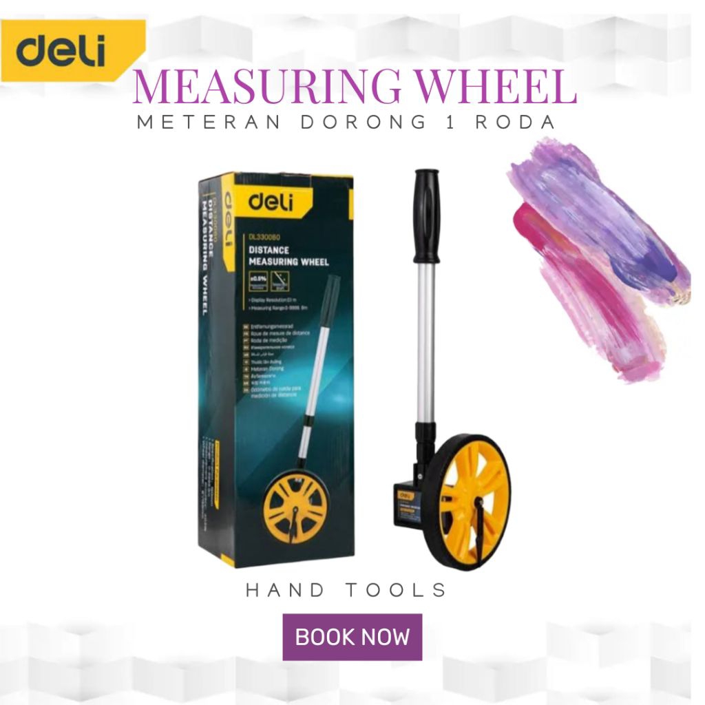 Jual Deli Measuring Wheel Meteran jalan dorong 1 Roda EDL330060 Meter ...