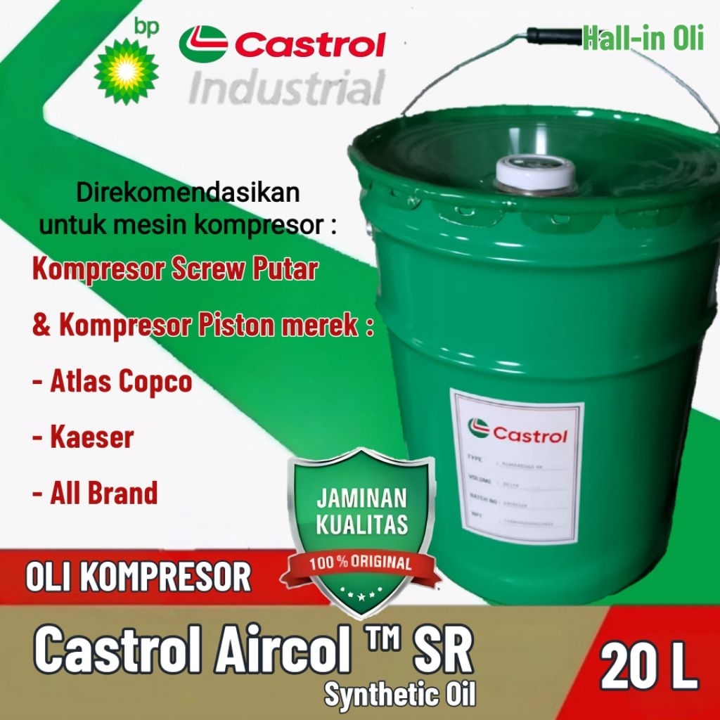 Jual Oli kompresor Synthetic CASTROL AIRCOL SR isi (20 L) Oli ...