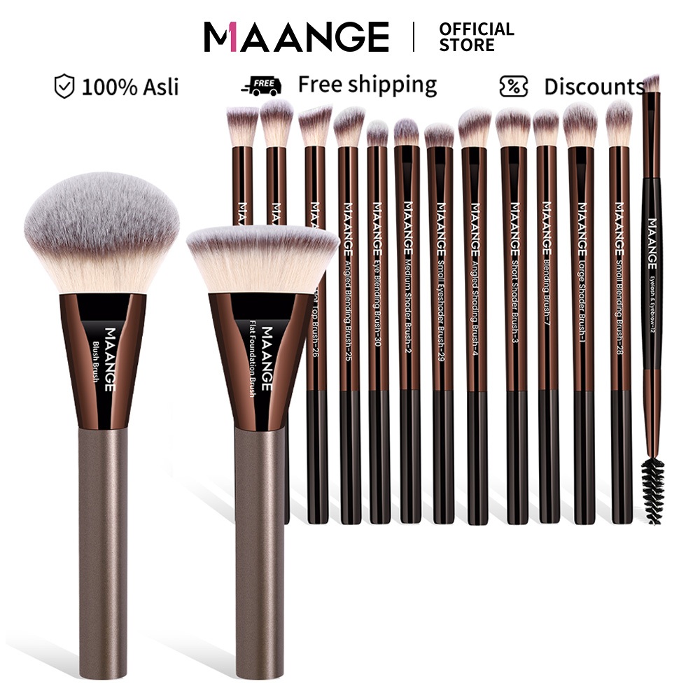 Jual MAANGE 15Pcs Brush Makeup Kuas Kit Professional Kuas Riasan Kuas Foundation Kontur Dan Kuas ...