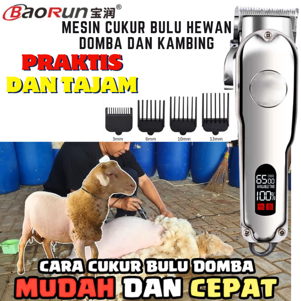 Jual MALL BaoRun C99 Mesin Alat Cukur Bulu kambing domba tanpa kabel di cas Elektrik Hewan ...