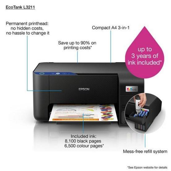 Jual Printer Epson EcoTank L3211 TKDN Print Scan Copy A4 All-in-One InkTank Garansi Resmi ...