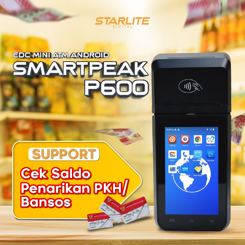 Jual Smartpeak P600 Mesin EDC Starlite Digital - Siap untuk pencairan PKH & Bansos | Shopee ...