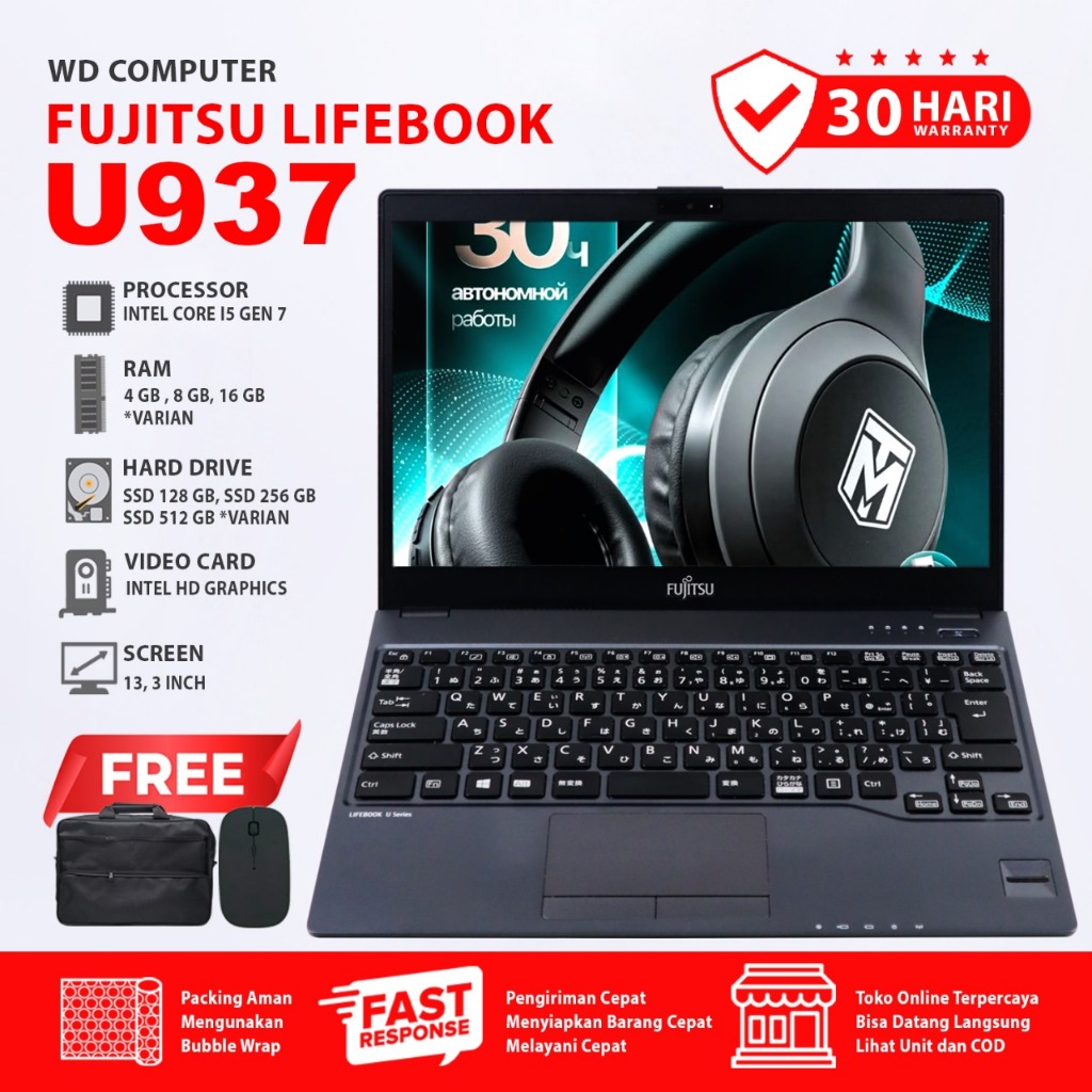 Jual Fujitsu Ultrabook U937 Core I5 Gen 7 - Ram 20 Gb Ssd NVME 1 TB - Windows 10 I Laptop Super ...