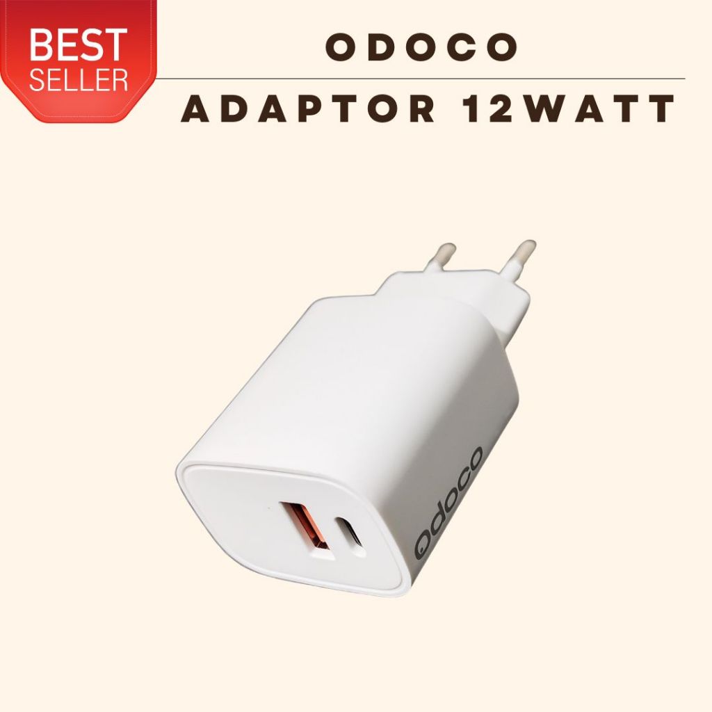 Jual ODOCO ADAPTOR 12WATT 2,4A - ADAPTOR 2 PORT TYPE USB TYP C SUPPORT ...
