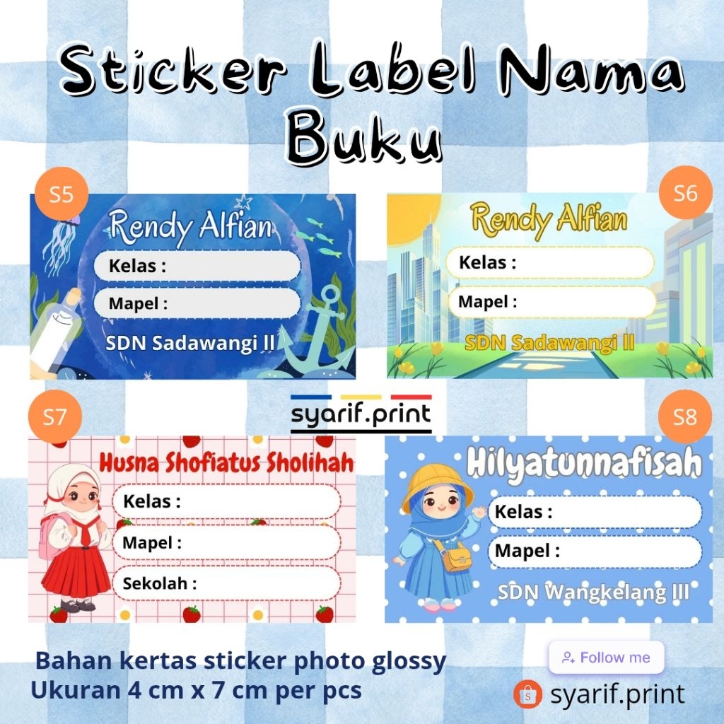 Jual Sticker Buku Mapel / Stiker label nama buku / Stiker label custom ...