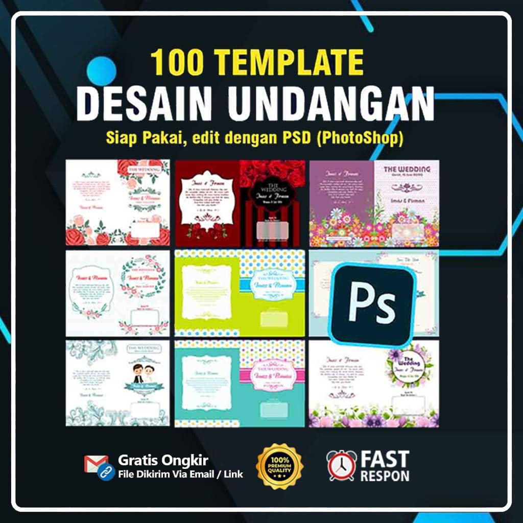 Jual 100+ Template Desain PSD Undangan Pernikahan Wedding Photoshop ...