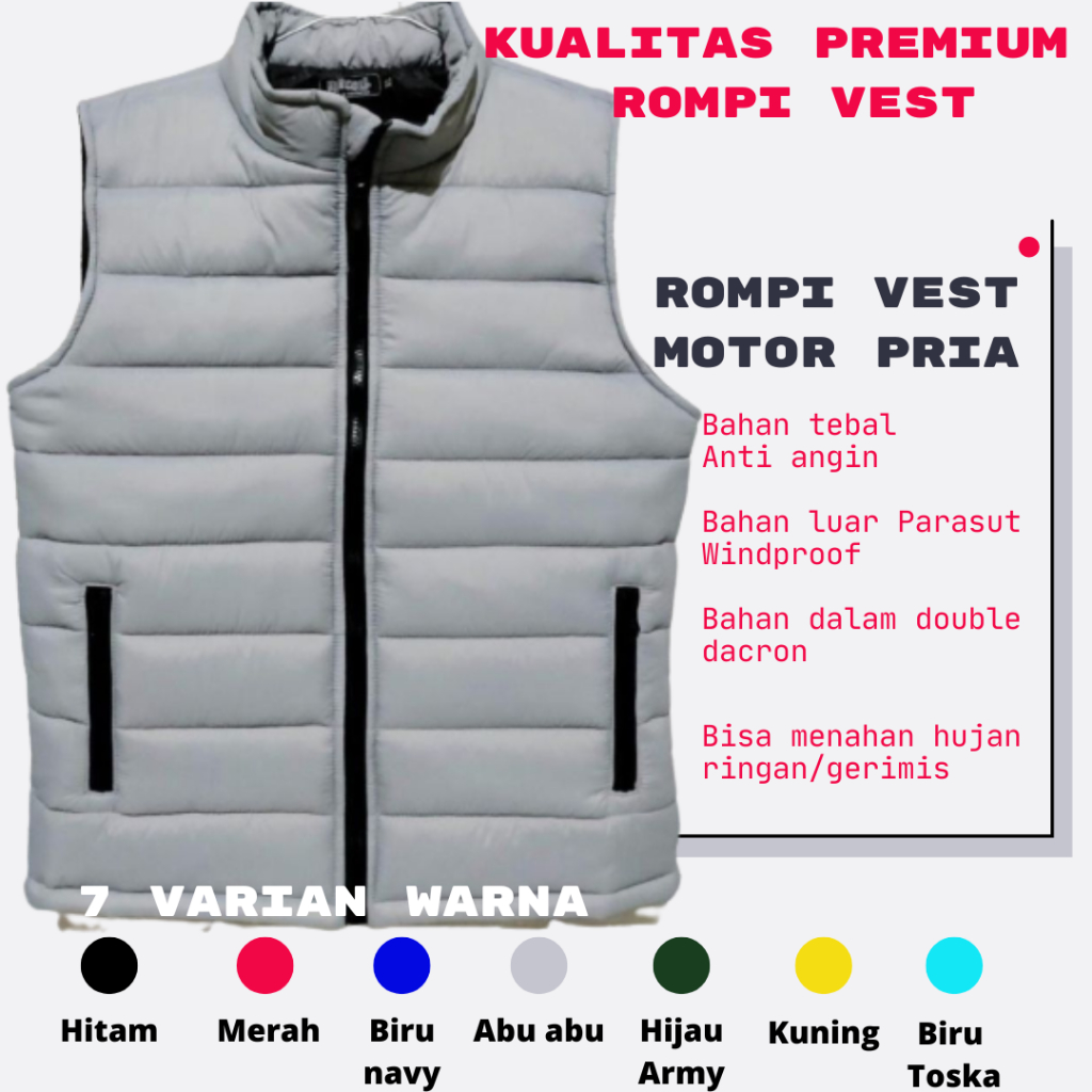 Jual Jaket Rompi Vest Motor Gelembung Tebal Pria Wanita Pelindung Dada ...