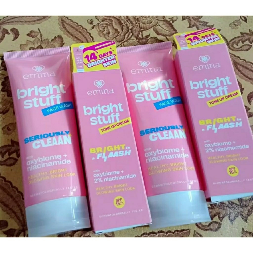 Jual Emina Bright Stuff Tone Up Cream 20 Paket Perawatan Wajah Tone Up ...