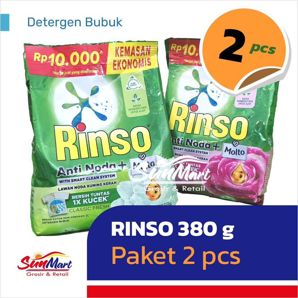 Jual Rinso + Molto Deterjen Bubuk Anti Noda All varian 380gr ( 2 PCS ...
