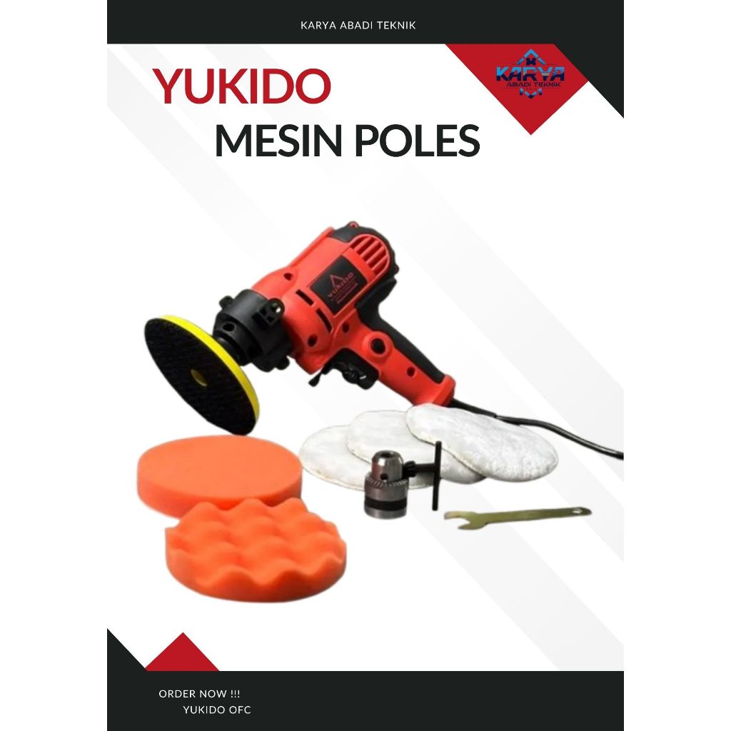 Jual YUKIDO Mesin Poles Mobil Polisher 5 Inch Alat Poles Cat Mobil Full ...