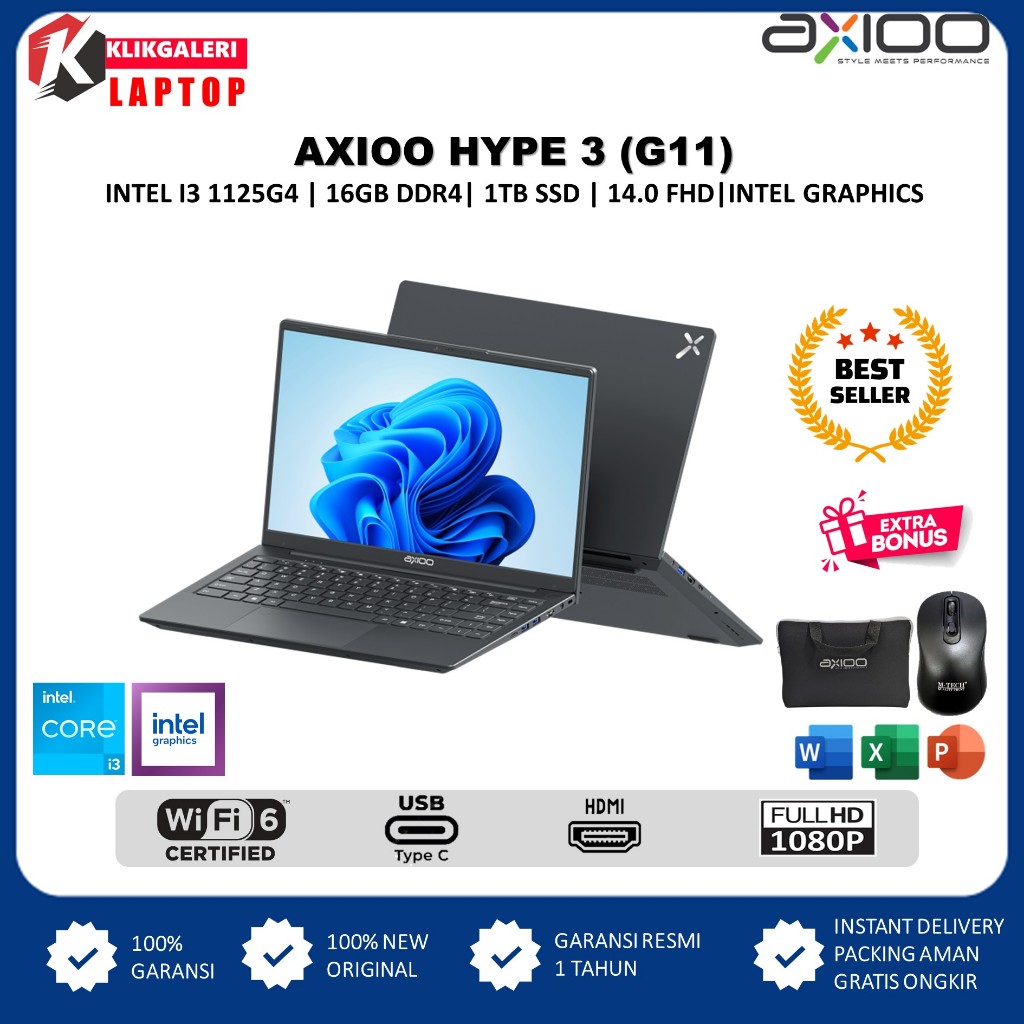 Jual Laptop Axioo Hype 3 (G11) Intel Core i3 1125G4 16GB 512GB 14.0 FHD WIN11PRO | Shopee Indonesia