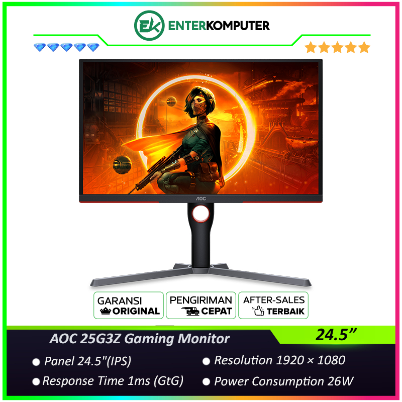 Jual Monitor AOC 25G3Z 24.5" FHD IPS 240Hz HDR400 Gaming Monitor ...
