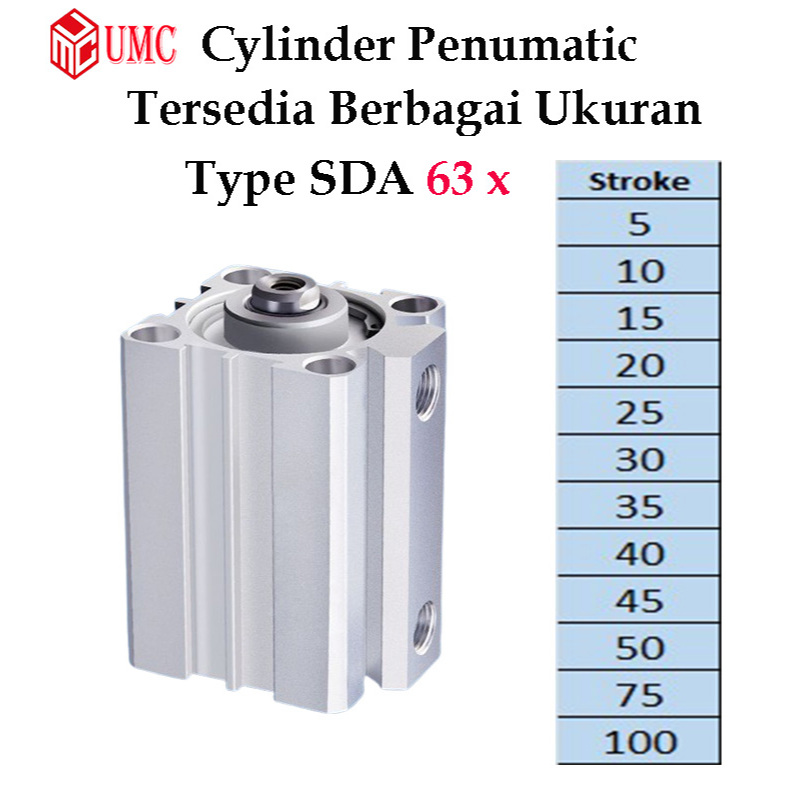 Jual Cylinder pneumatic SDA63 COMPACT Pneumatik Angin Air Silinder SDA 63 | Shopee Indonesia
