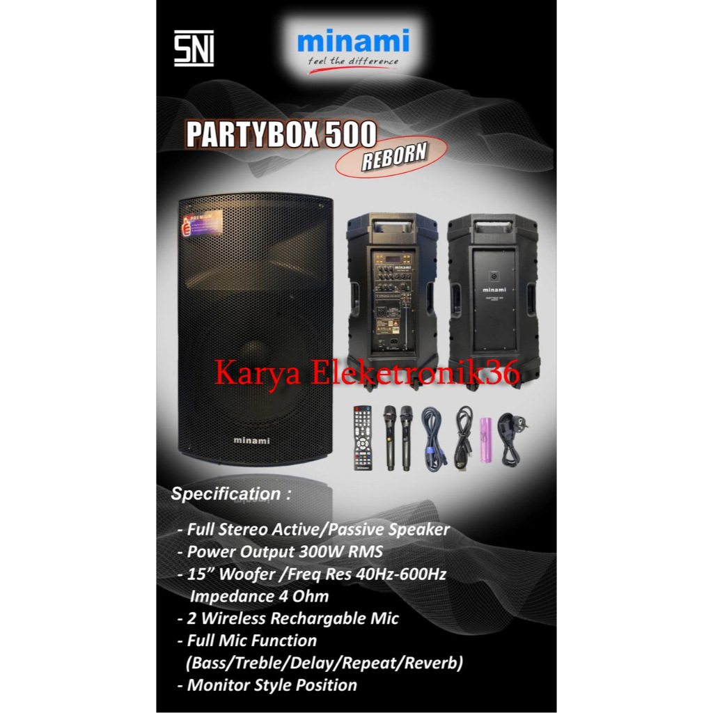 Jual SPEAKER AKTIF + PASIF MINAMI FULL RAM 15 INCH PARTYBOX500 REBORN ...
