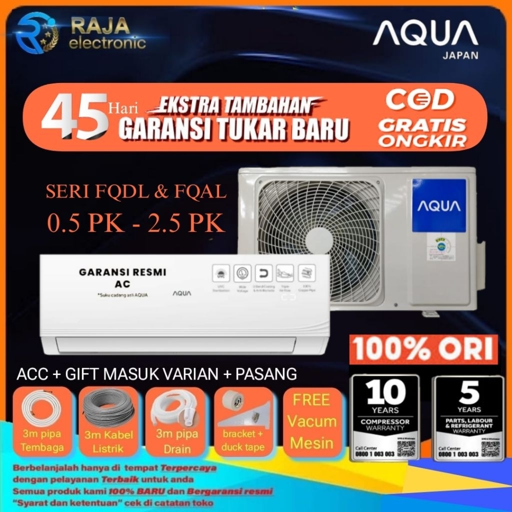Jual AC AQUA JAPAN 1/2 PK - 2 PK TURBO COOL LOW VOLTAGE + INSTALASI PASANG n bisa Tukar tambah ...