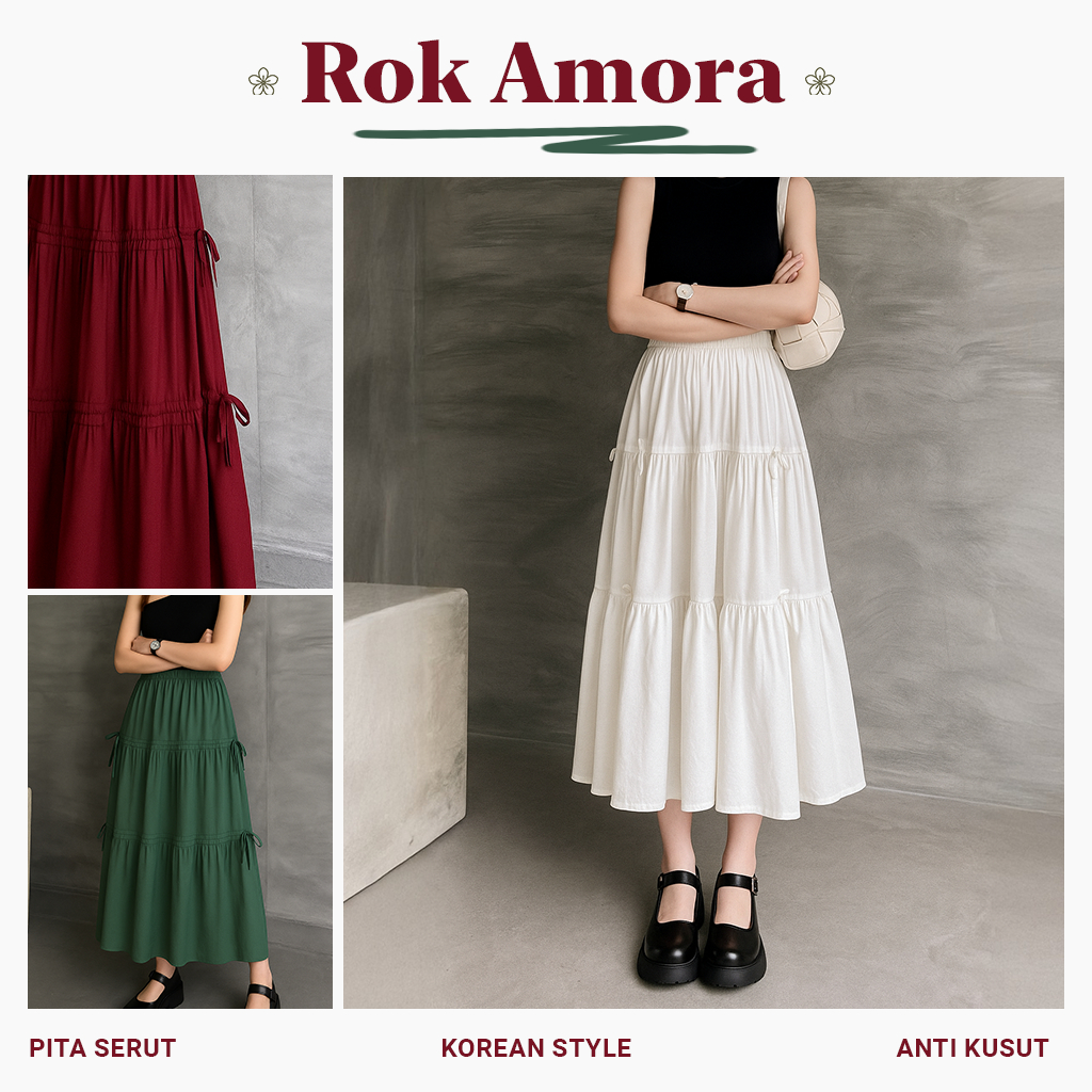 Jual Wdmstore55 | Rok Serut Amora Panjang Wanita - Korean Style Premium ...