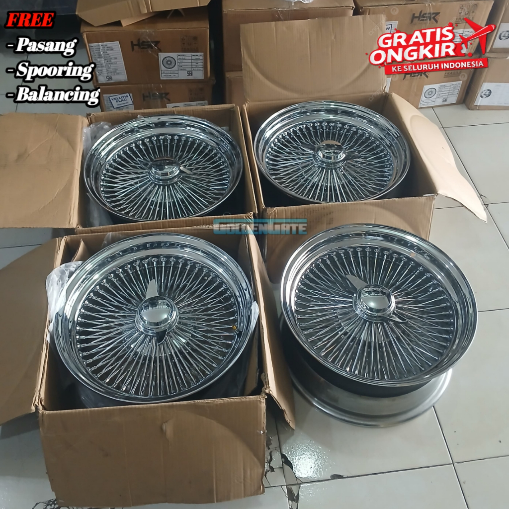 Jual Velg mobil r15 pcd 5x108 / 5x112 / 5x120 lebar 8 original hsr wire ...