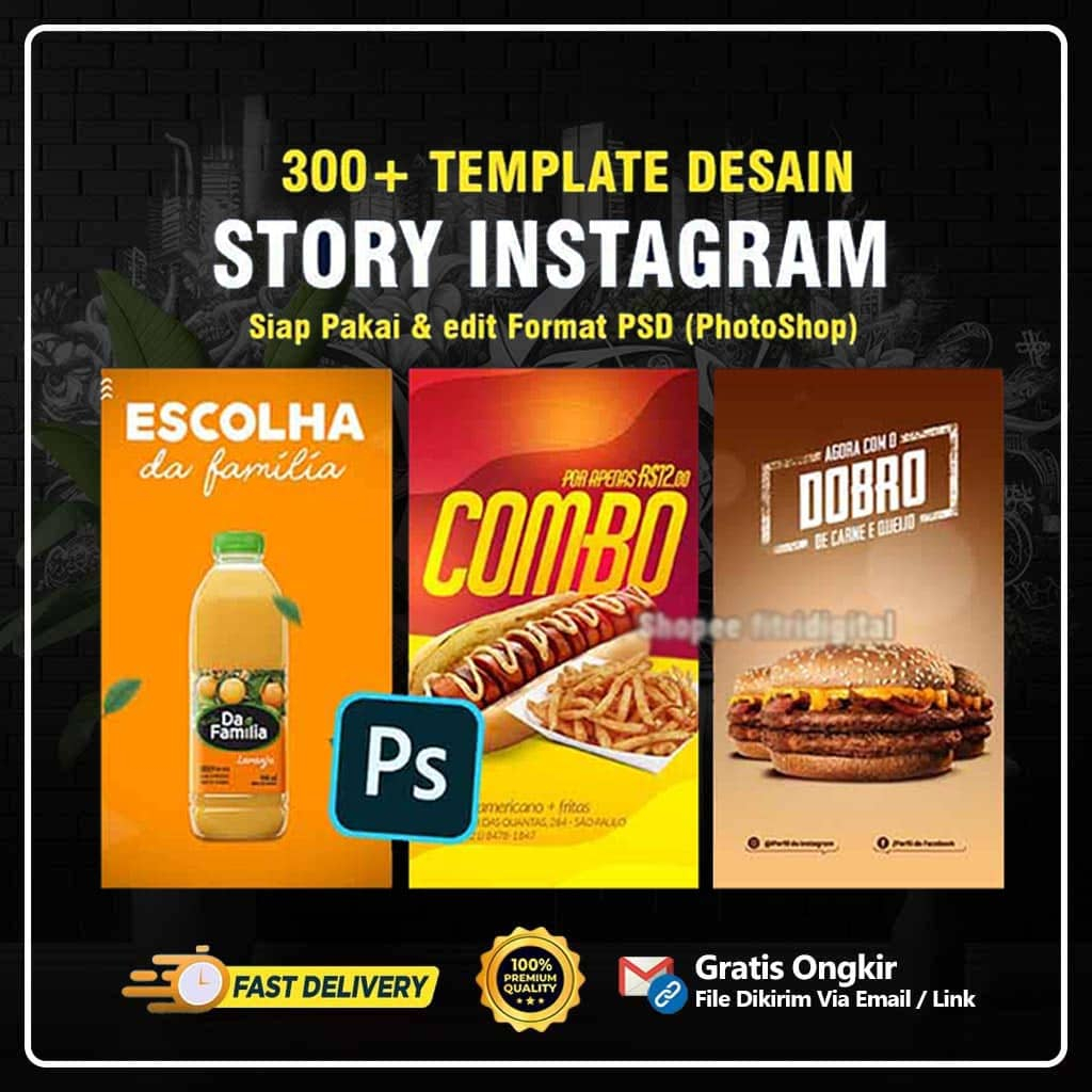 Jual 300+ Template IG Story Format PSD Photoshop Siap Edit | Shopee ...
