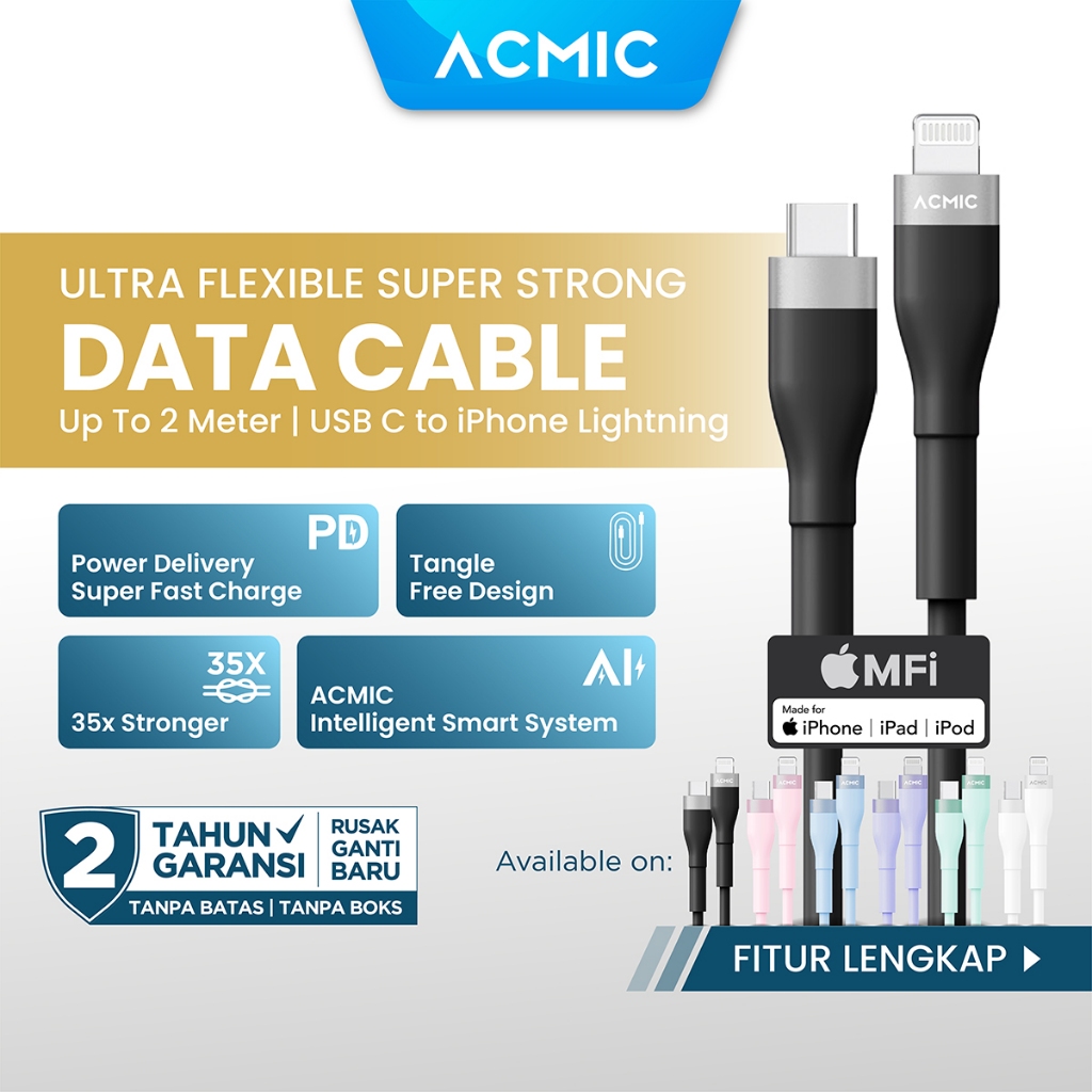 Jual ACMIC UNILINE Apple MFi Cable Original Kabel Data Fast Charging ...