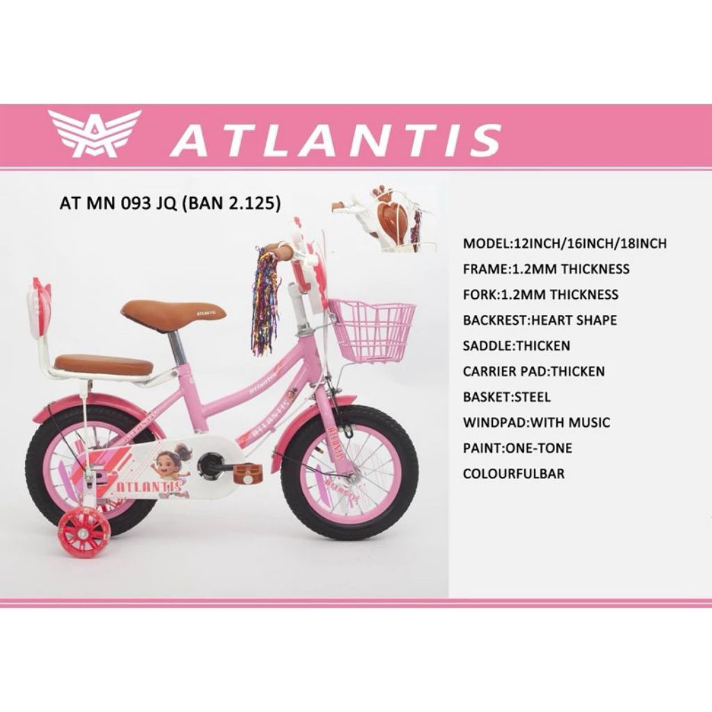 Jual SEPEDA ANAK 12 / 16 / 18 / MINI ATLANTIS 093JQ / BELL MUSIC / 95JQ ...