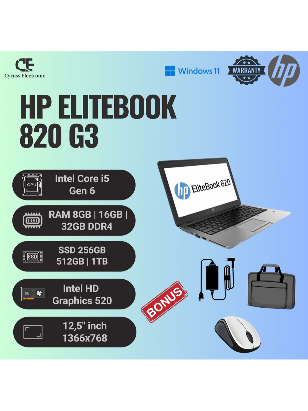 Jual Laptop HP Elitebook 820 G3 Core i5 6th Gen Ram 32GB Ssd 1TB Slim Ringan Warna Silver ...