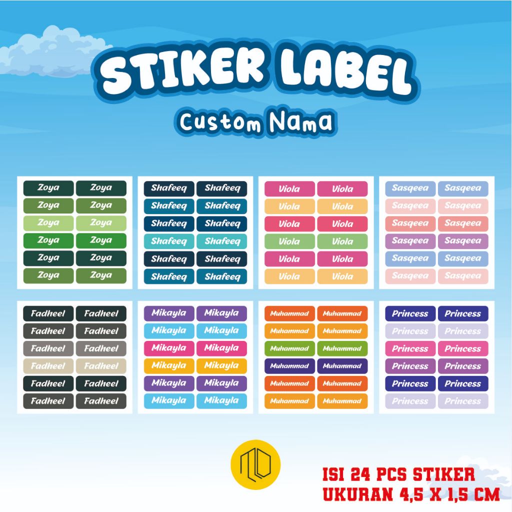 Jual STIKER NAMA UKURAN SEDANG ISI 24 PCS POLOS - STICKER NAMA - STIKER ...