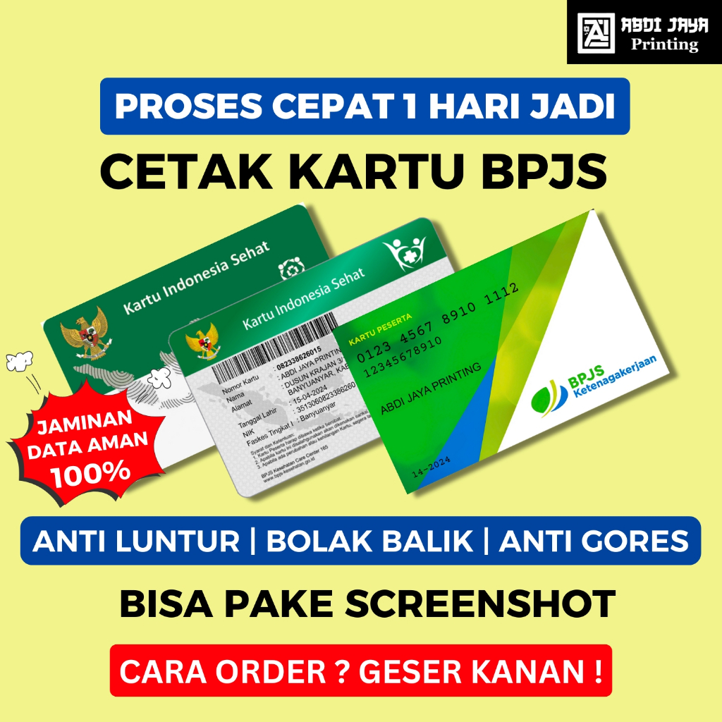 Jual Cetak Kartu KIS BPJS 1 Hari Jadi Bisa Satuan (Tanpa Minim Order ...