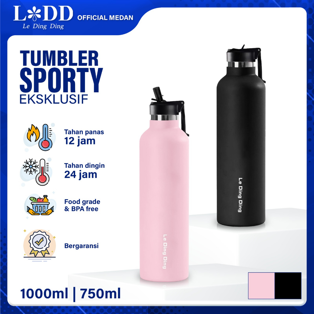 Jual LeDingDing- Tumbler segelas Stainless Sport Botol Minum aesthetic1 Liter Tahan Panas Dingin ...