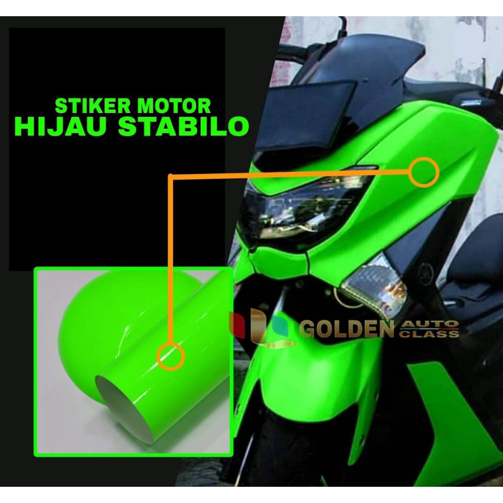Jual Stiker skotlet motor hijau stabilo glossy sticker metalik ...