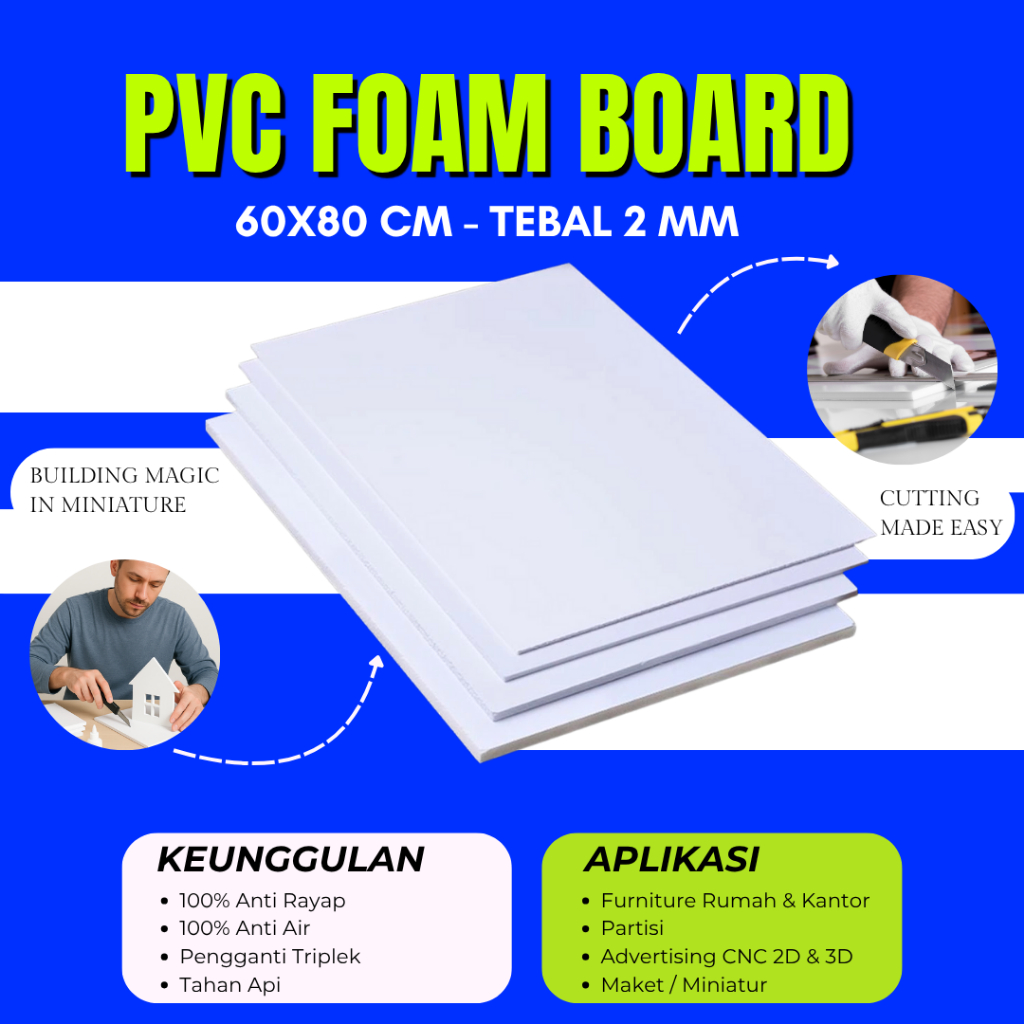 Jual PVC Foam Board Tebal 2mm Ukuran 60x80 - PVC Foam Board White ...