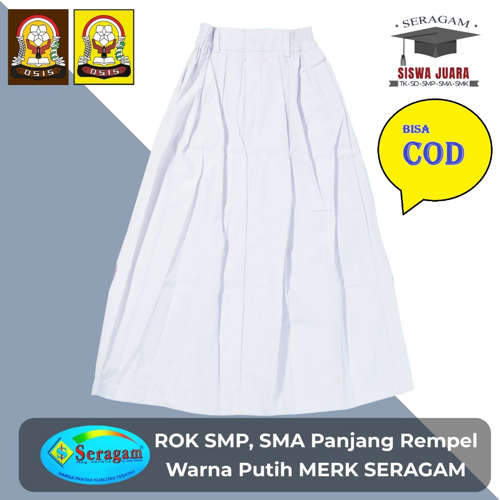 Jual ROK PUTIH REMPEL PANJANG SMP - SMA MerK SERAGAM | Shopee Indonesia