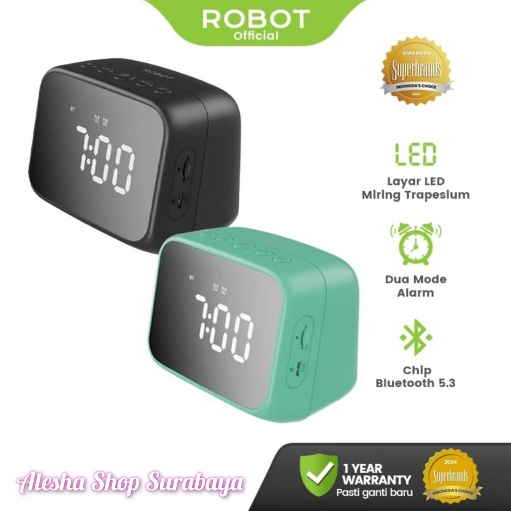 Jual [GARANSI] ROBOT RB170 Speaker Bluetooth Smart Clock Dual Alarm ...