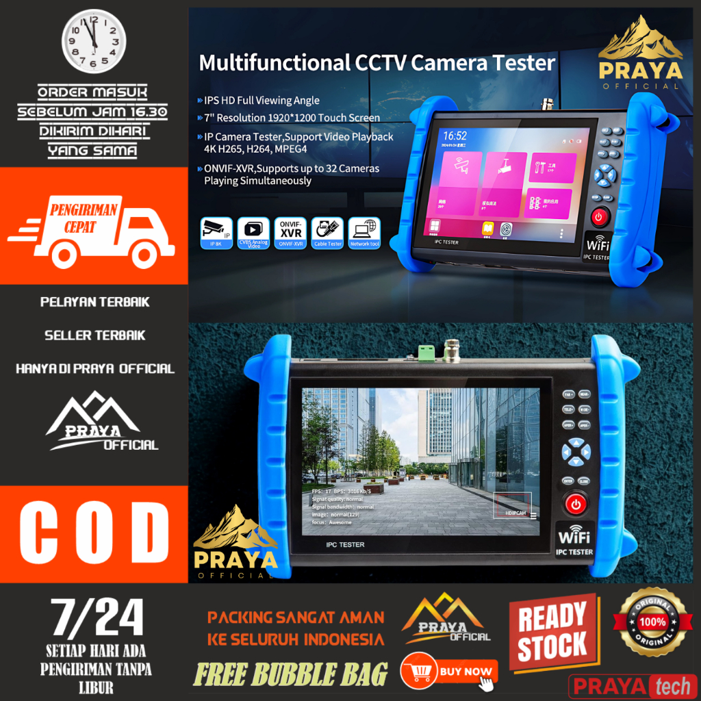Jual TERBARU IPCX WIFI IP CAMERA TESTER WIFI CCTV Camera Tester 7" IPS ...