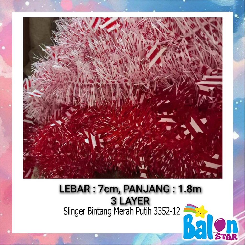 Jual (1Pcs) Slinger Bintang Merah Putih lebar 7cm x panjang 1,8m ...