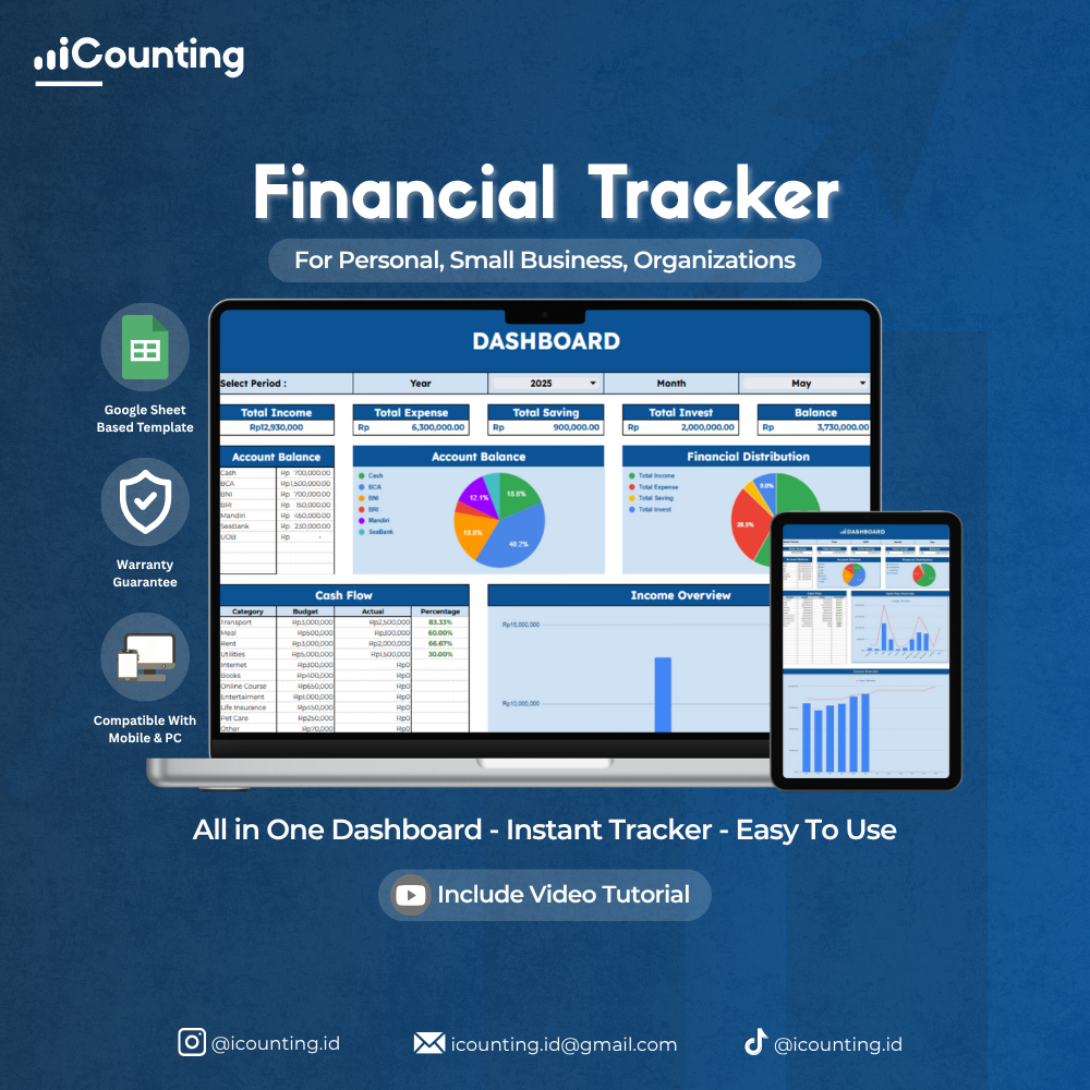 Jual Financial Tracker For Personal, Small Business, or Organization ...