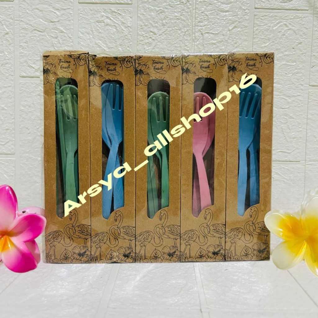 Jual ( isi 50 PC) sendok set travel sumpit kemasan box rustik estetik ...