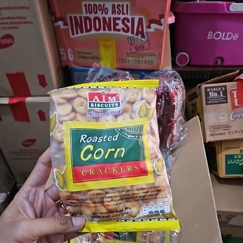 Jual AIM ROASTED CORN CRACKERS BISKUIT RASA JAGUNG 80GR / 35 GR ...