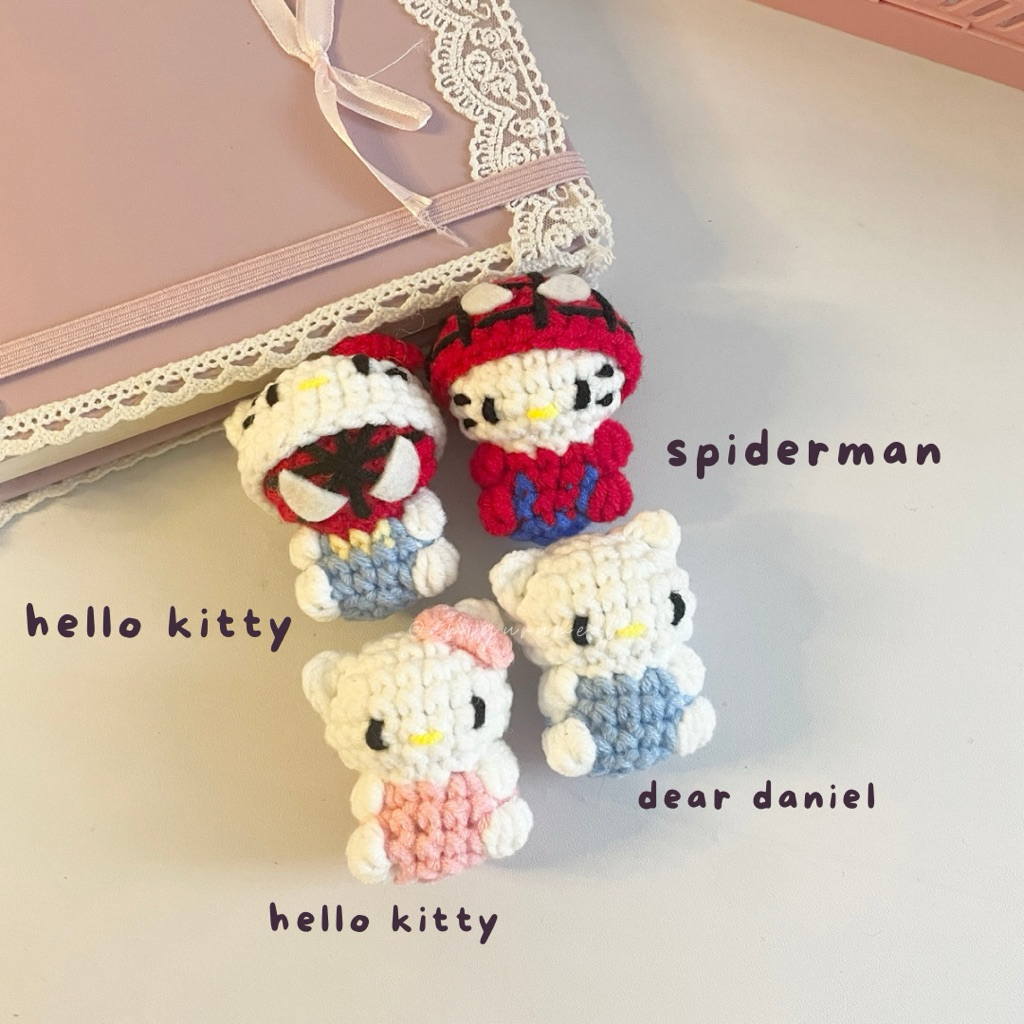 Jual Amigurumi Hello Kitty & Spiderman/Dear Daniel Crochet Keychain ...