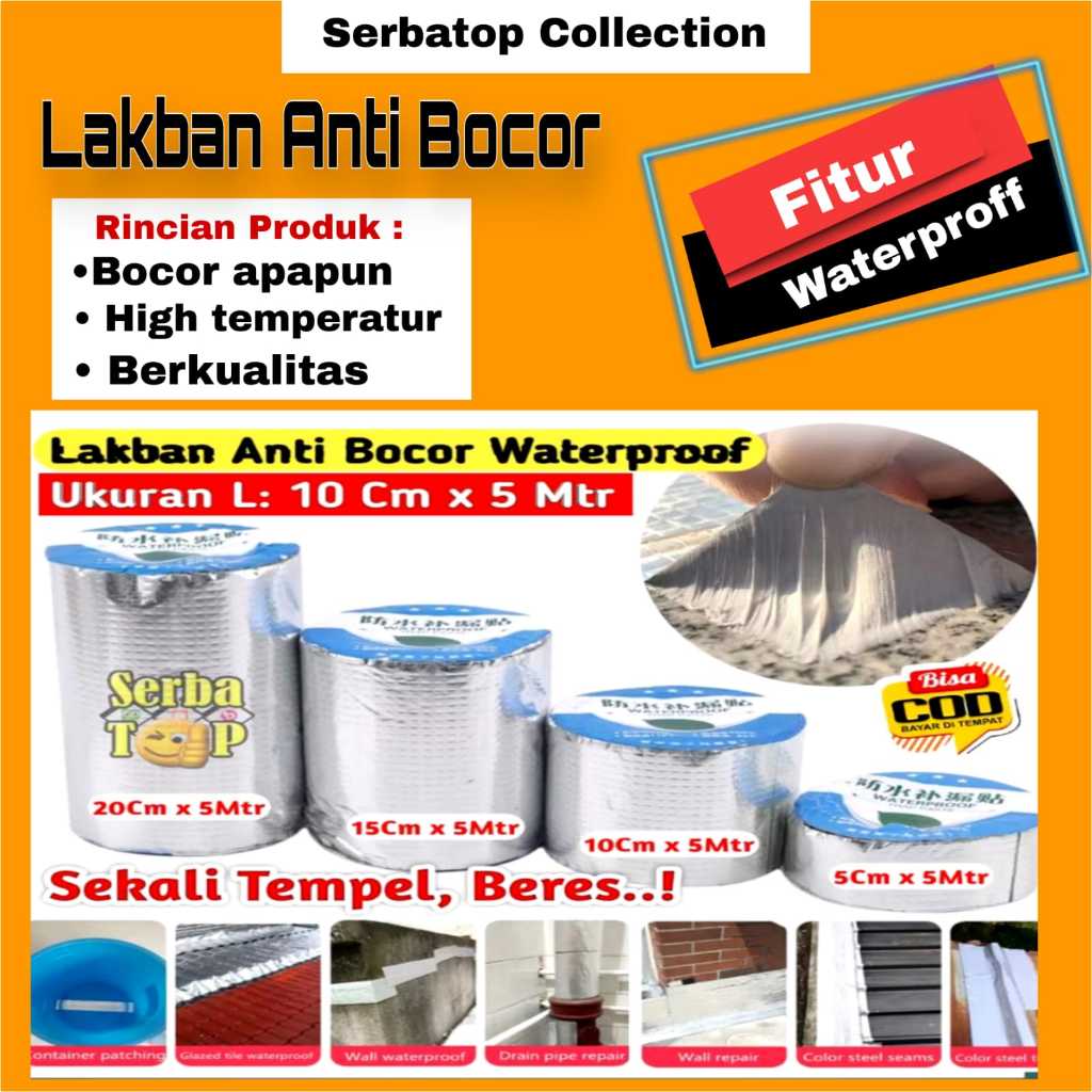 Jual 10cm x 5mtr Lakban Anti Bocor Anti Air Waterproof Lakban Aluminum ...