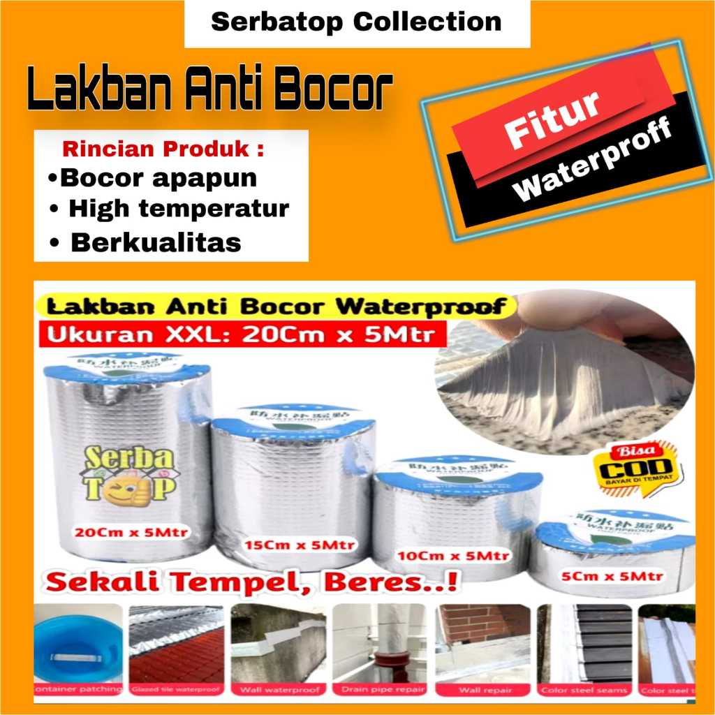 Jual 20cm x 5mtr Lakban Anti Bocor Anti Air Waterproof Lakban Aluminum ...