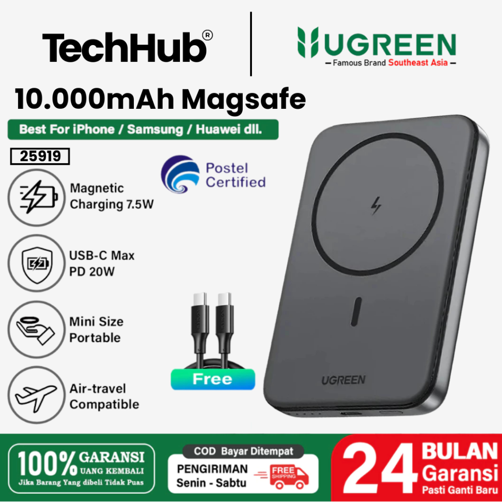 Jual UGREEN Magnetic PowerBank Magsafe Wireless PD Fast Charging 20w 10.000mAh | Shopee Indonesia