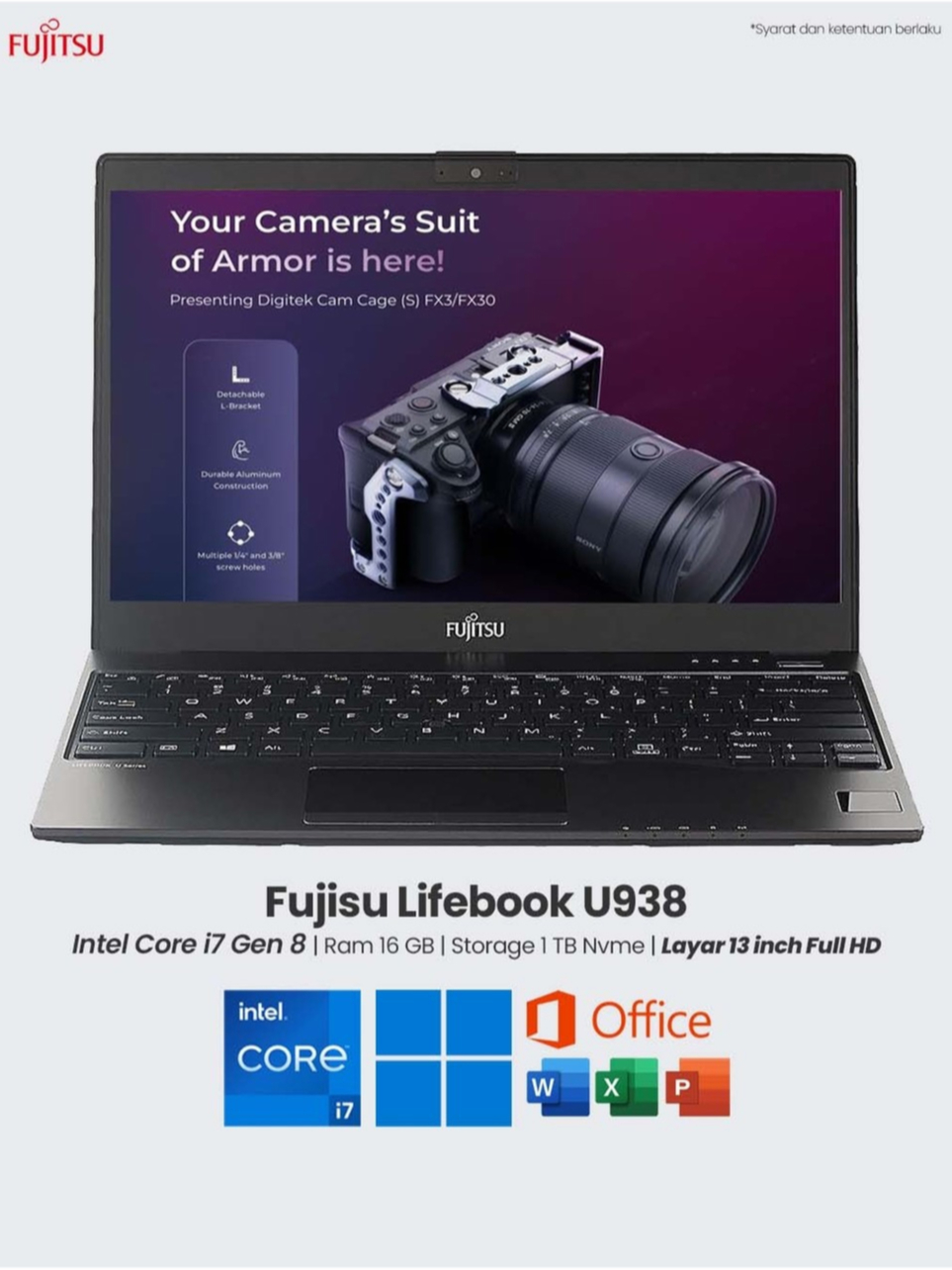 Jual Laptop Fujitsu U938 Core i7 Gen 8 Ram 20 GB SSD 1 TB layar 13 inch ...