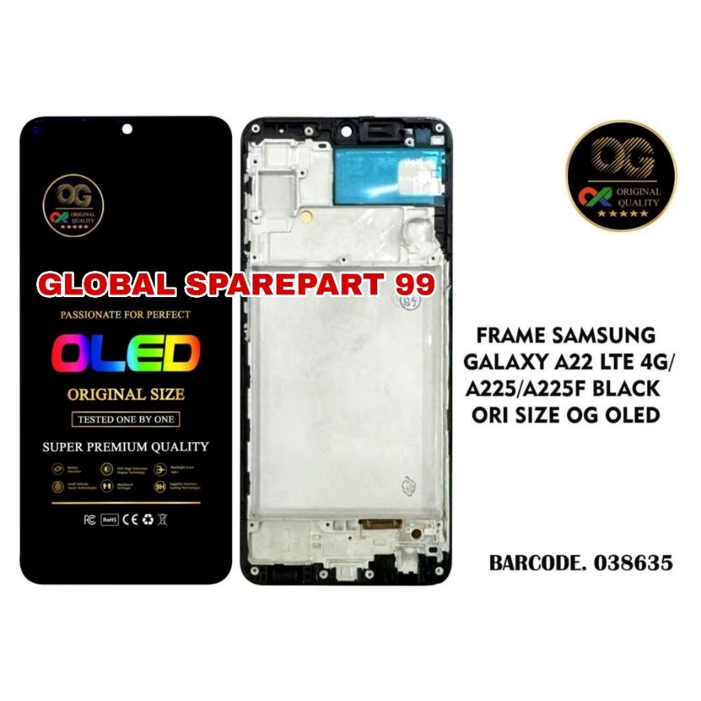 Jual LCD SAMSUNG GALAXY A22 LTE 4G A225 A225F (+FRAME BLACK) ORI OLED ...