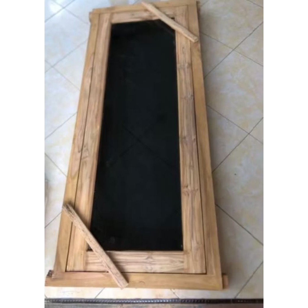 Jual kusen daun jendela kayu jati+kaca ukuran 50x200 cm untuk jendela ...